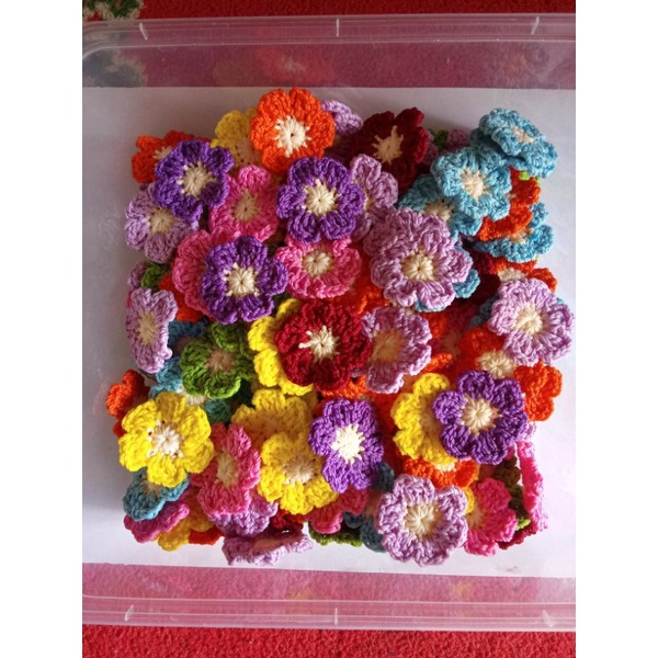 Jual aplikasi bunga rajut / bunga rajut cantik / bunga rajut murah ...