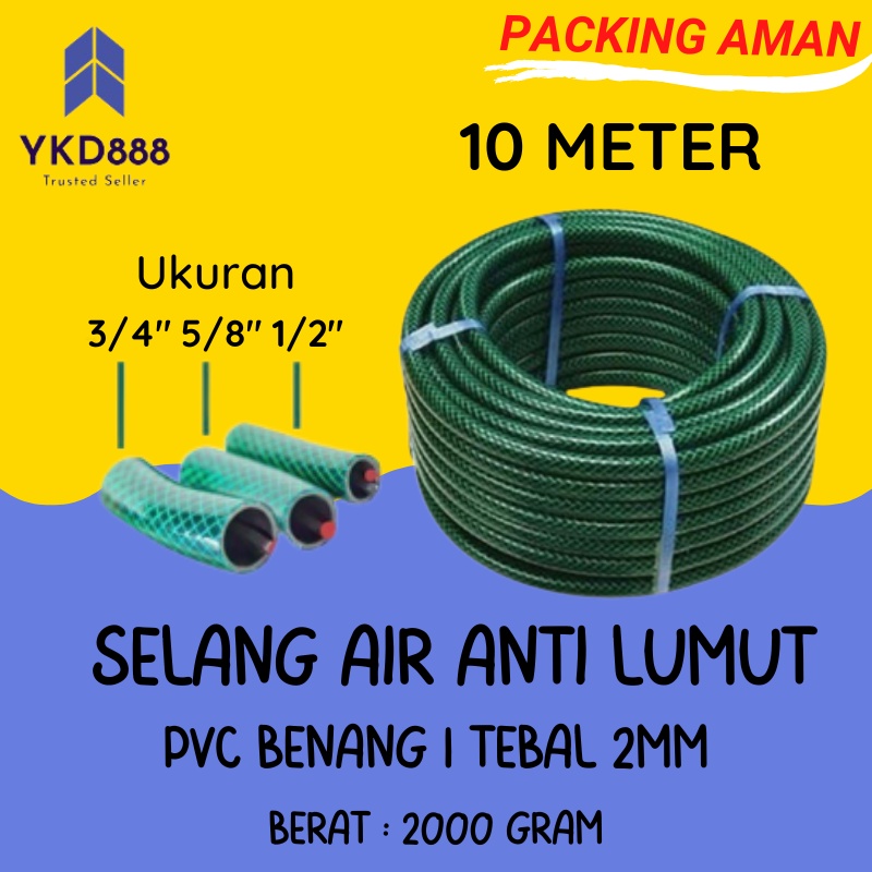 Jual SELANG AIR 10 METER 1/2 5/8 3/4 INCH BENANG HIJAU ANTI LUMUT TEBAL 2 MM | SELANG AIR ANTI ...