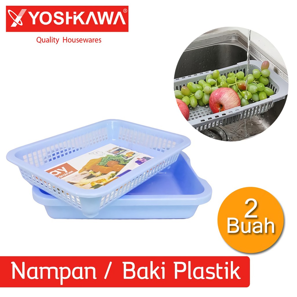 Jual YOSHIKAWA Nampan / Keranjang / Baki Plastik 2 Layer Tray With ...