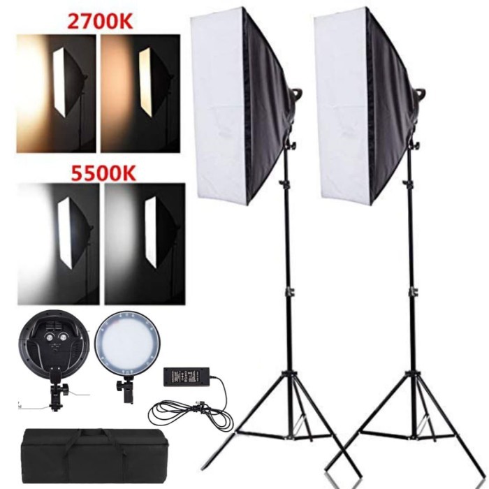 Jual Paket LED Video Light Vlog Bicolor Honeycomb Lighting Studio Bulat ...