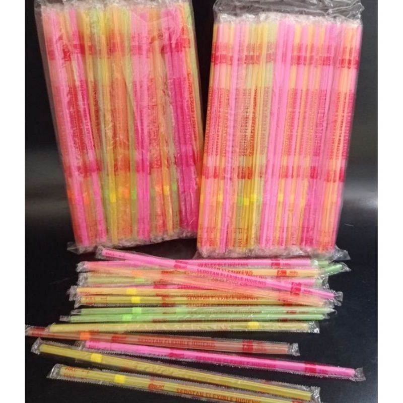 Jual SEDOTAN STERIL NEON BENGKOK WARNA WARNi/Sedotan Tekuk per 20pcs ...
