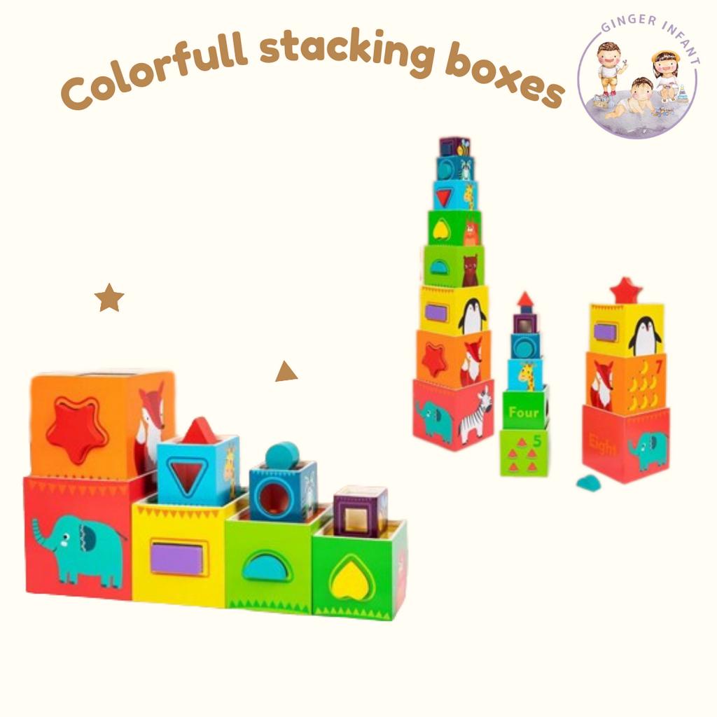 Jual colorful wooden stacking boxes mainan menyusun balok by ...
