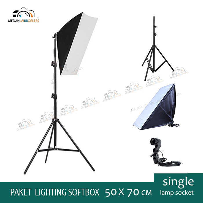 Jual Paket Lighting SoftBox 50x70cm Single Lamp Socket Photo Studio ...