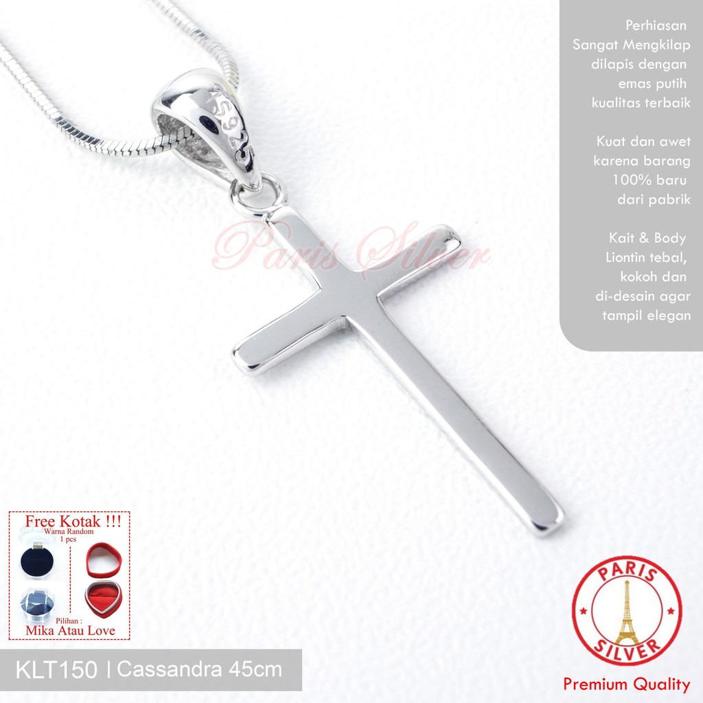 Jual Kalung Salib Perak 925 Asli Silver Lapis Emas Putih Polos Anti ...