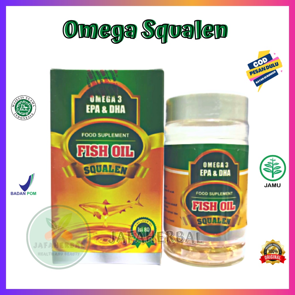 Jual Minyak Ikan | Squalen | Omega 3 EPA&DHA Isi 80 Kapsul Nutrisi Otak & Jantun | Shopee Indonesia