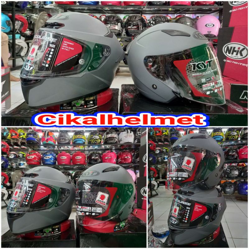 Jual KYT TT COURSE MATT GORILA GREY + COUPLE KYT GALAXY FLAT R MATT ...