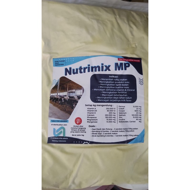 Jual NUTRIMIX MP Mineral Premix untuk Sapi Perah, Sapu Potong, Pedet ...