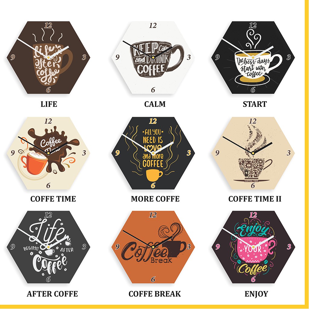 Jual Jam Dinding Kayu Segi Enam Coffee Wall Decor Cafe Kopi Hexagon ...