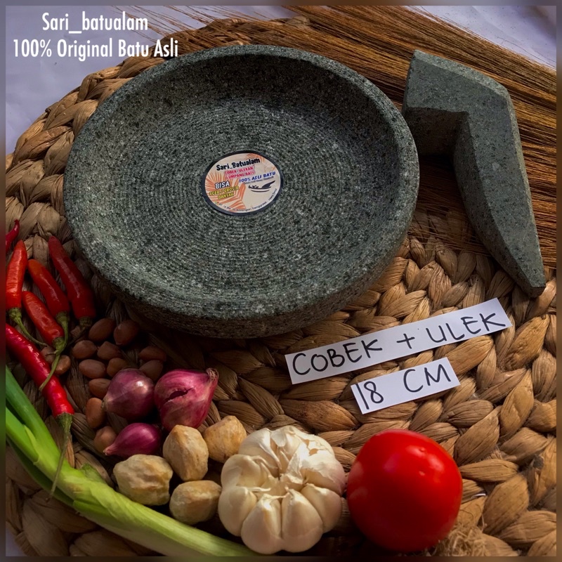 Jual Cobek Batu Asli 18cm (Free Ulekan) | Shopee Indonesia
