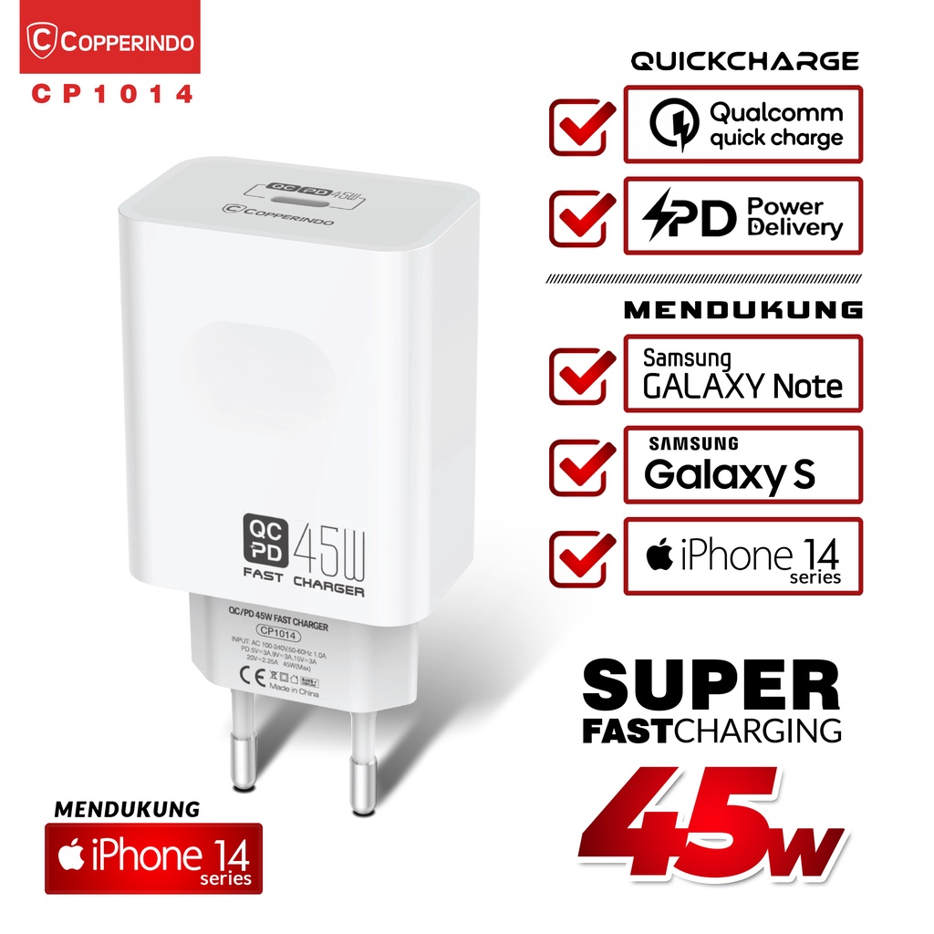 Jual COPPER PD + QC Charger 45W Super Fast Charging | CP1014 | Shopee ...