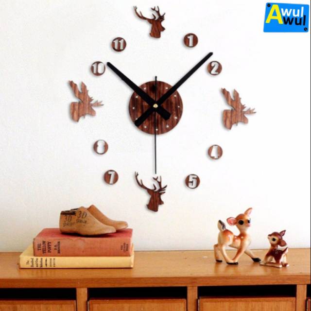 Jual Jam Dinding Unik DIY Motif Kepala Rusa (Diameter 30-60 cm ...