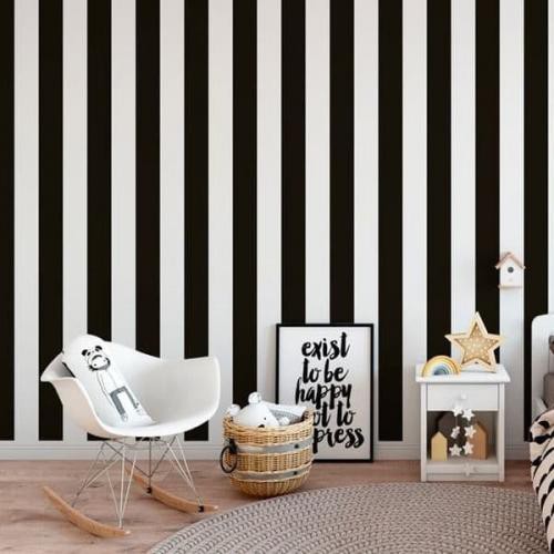 Jual Wallpaper Sticker GARIS HITAM PUTIH MONOKROM Stiker Dinding Kamar ...