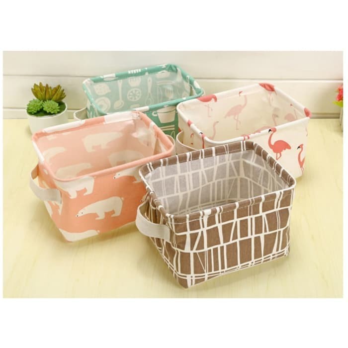Jual Keranjang Kain Desktop Storage Kotak Mini Tempat Penyimpanan ...