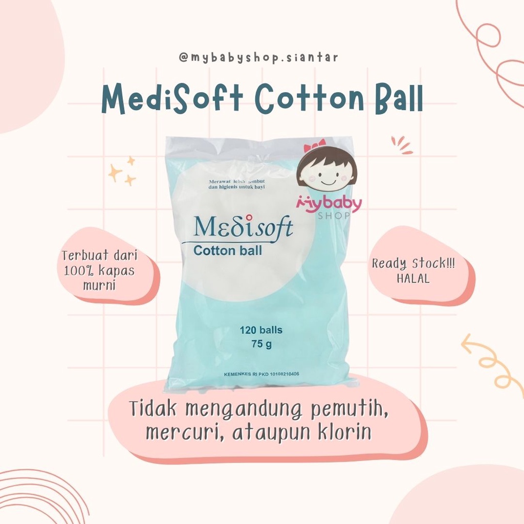 Jual MEDISOFT COTTON BALL - KAPAS BOLA BAYI ISI 120 PCS / KAPAS BULAT ...