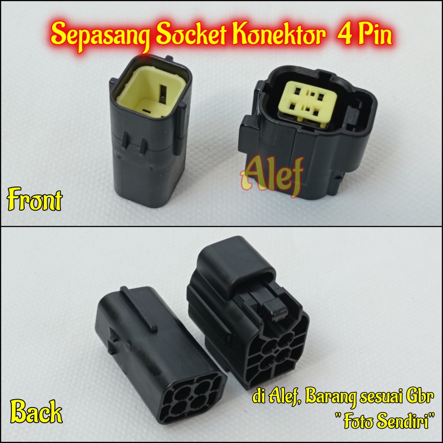 Jual soket konektor 4 pin mobil waterproof high quality otomotif socket ...
