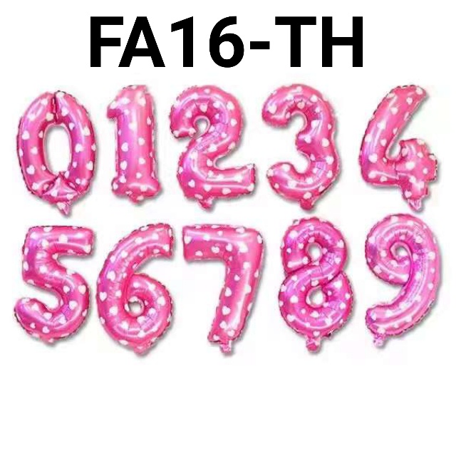 Jual FA16-TH Balon foil angka 16 inch 40cm nomer nomor pink merah muda ...