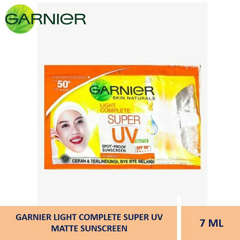 Jual GARNIER Light Complete Super UV Matte Sunscreen SPF 50 PA+++ 7ml ...