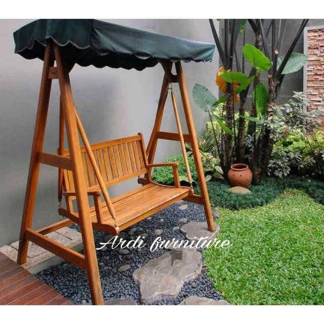 Jual Ayunan kayu jati bandulan kursi goyang dan atap kain | Shopee ...