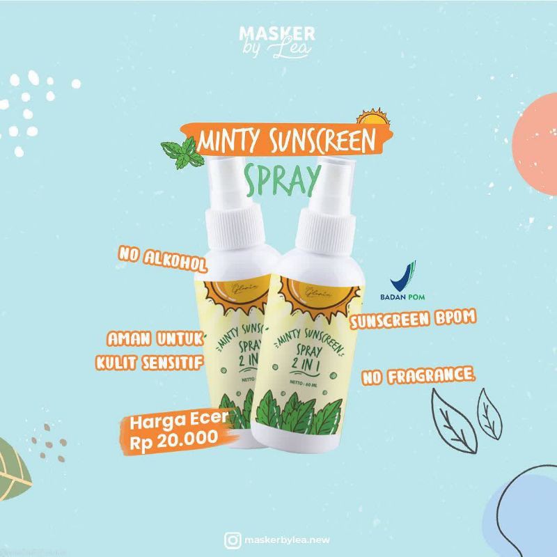 Jual Minty Sunscreen Spray 2 in 1 Lea Gloria (BPOM) | Shopee Indonesia