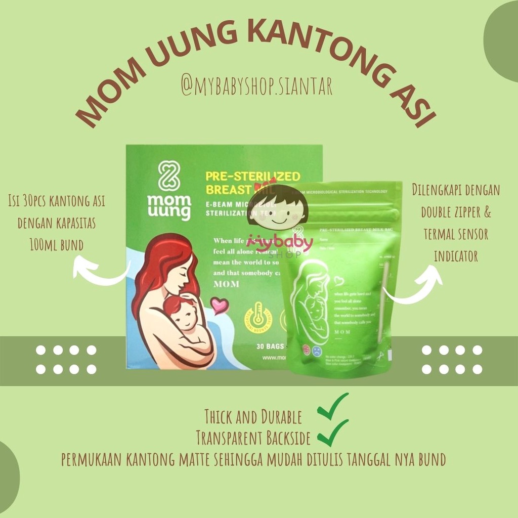 Jual ASI BAG MOM UUNG Pre-sterilized Breast Milk Bag 100ml & 150ml / mom uung kantong asi ...