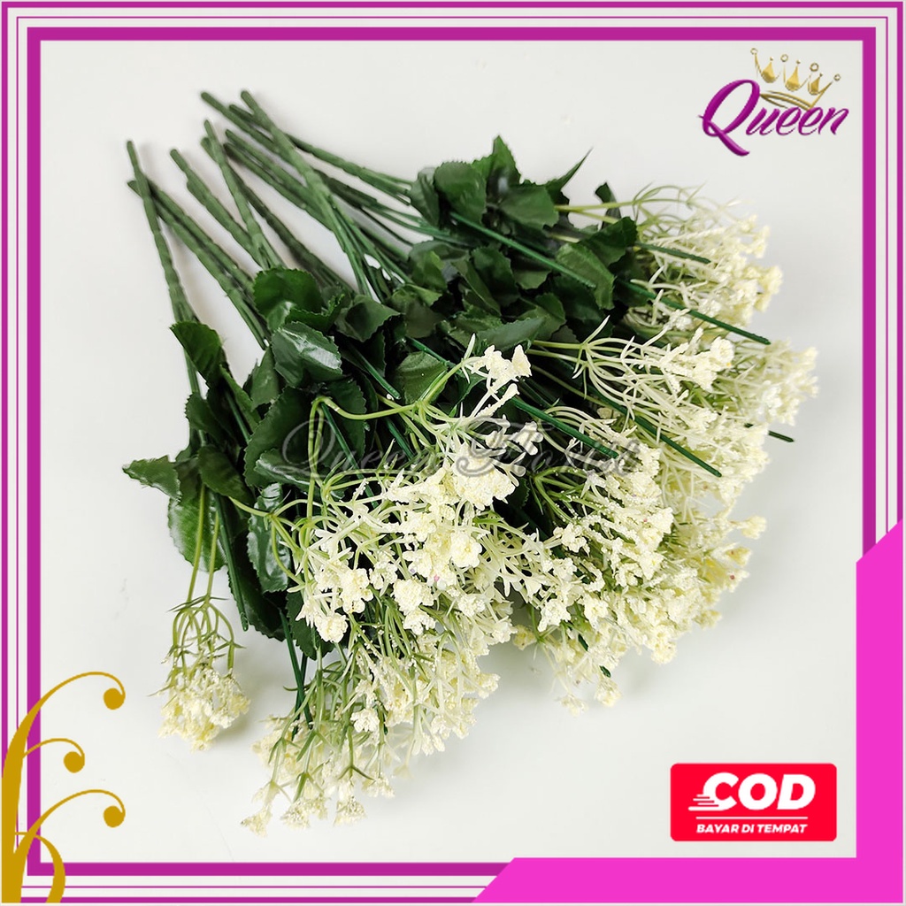 Jual 1 Lusin (12 pcs) Tangkai Bunga Lengkap Daun dan Asesories cabang 7 ...