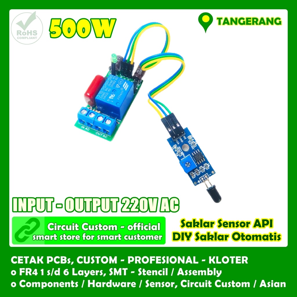 Jual Saklar Sensor Deteksi API Otomatis AC 220V 500W DIY Flame Infrared ...