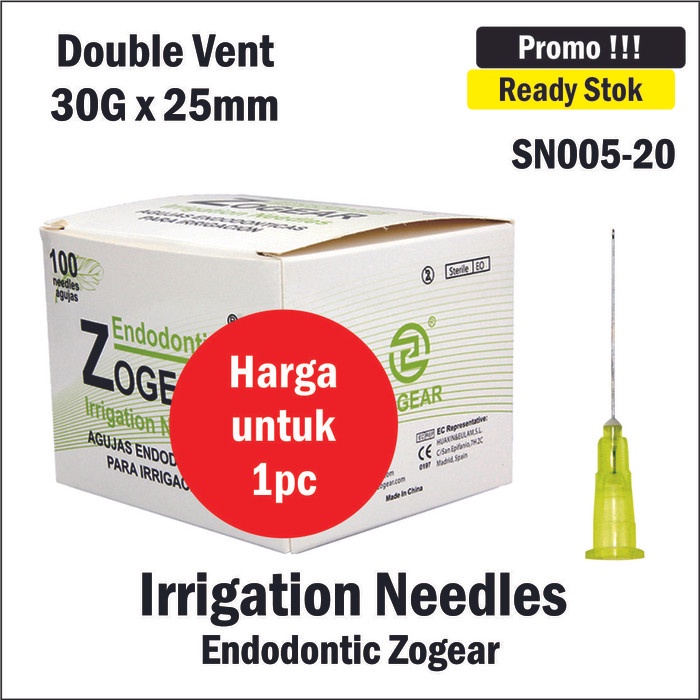 Jual Endo Needle 30g / Jarum Irigasi Endo Double Vent/ SN005-20 30G x ...