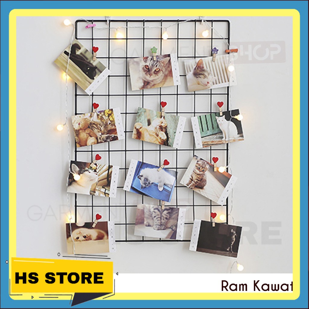 Jual Hiasan Dinding Kamar Wire Grid Mesh Wall Rak Gantung Dinding Besi ...