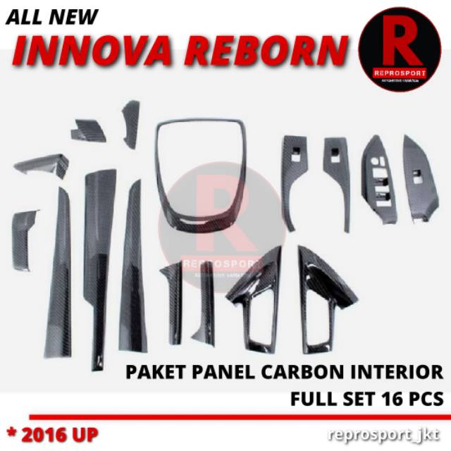 Jual INNOVA REBORN 2016 UP PANEL CARBON INTERIOR FULL SET 16 PCS ...