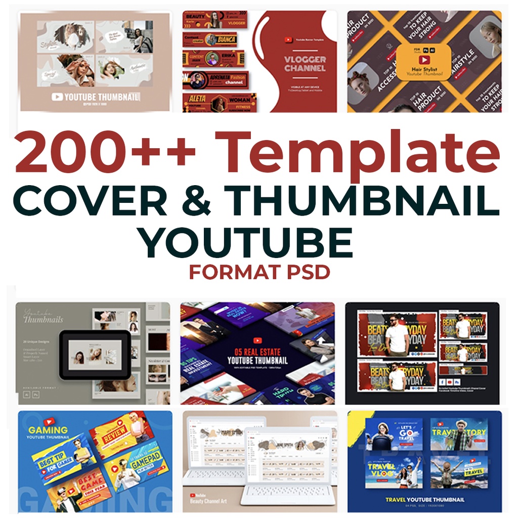 Jual 200 Template Desain Cover & Thumbnail Youtuber untuk Youtuber ...