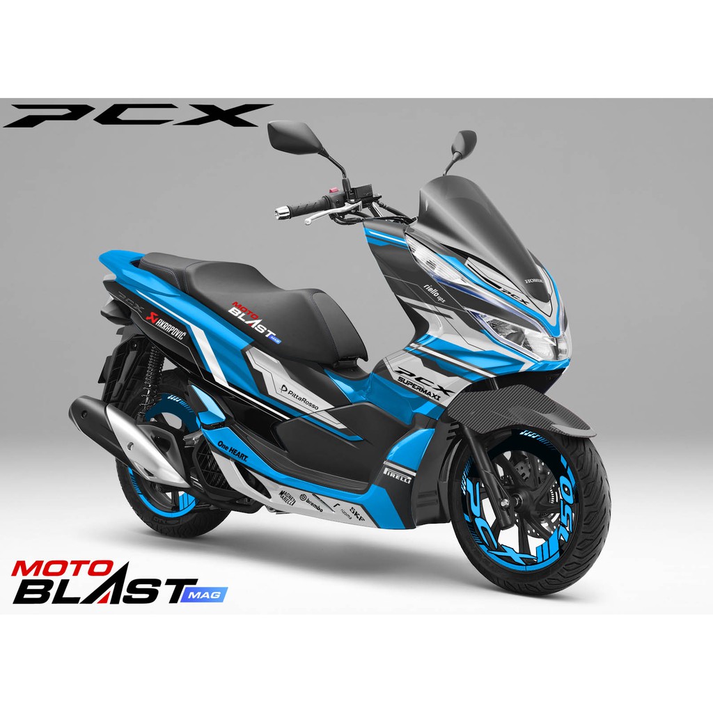 Jual Decal Stiker Honda PCX 150 SUPER MAXI BLACK BLUE Full Body ...
