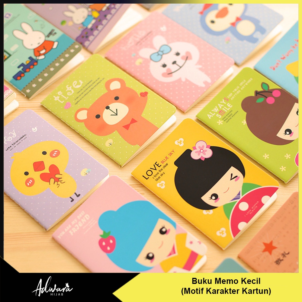 Jual Buku Memo Kecil Motif Kartun / Buku Tulis Mini Motif Karakter Lucu ...