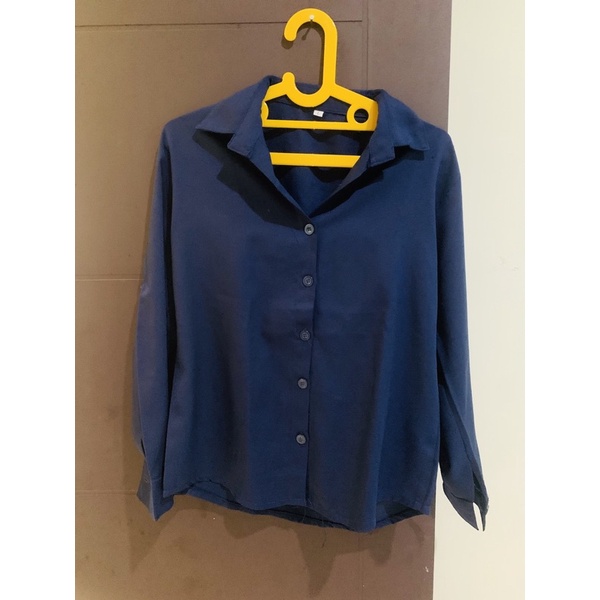 Jual kemeja biru dongker (free hijab random) | Shopee Indonesia