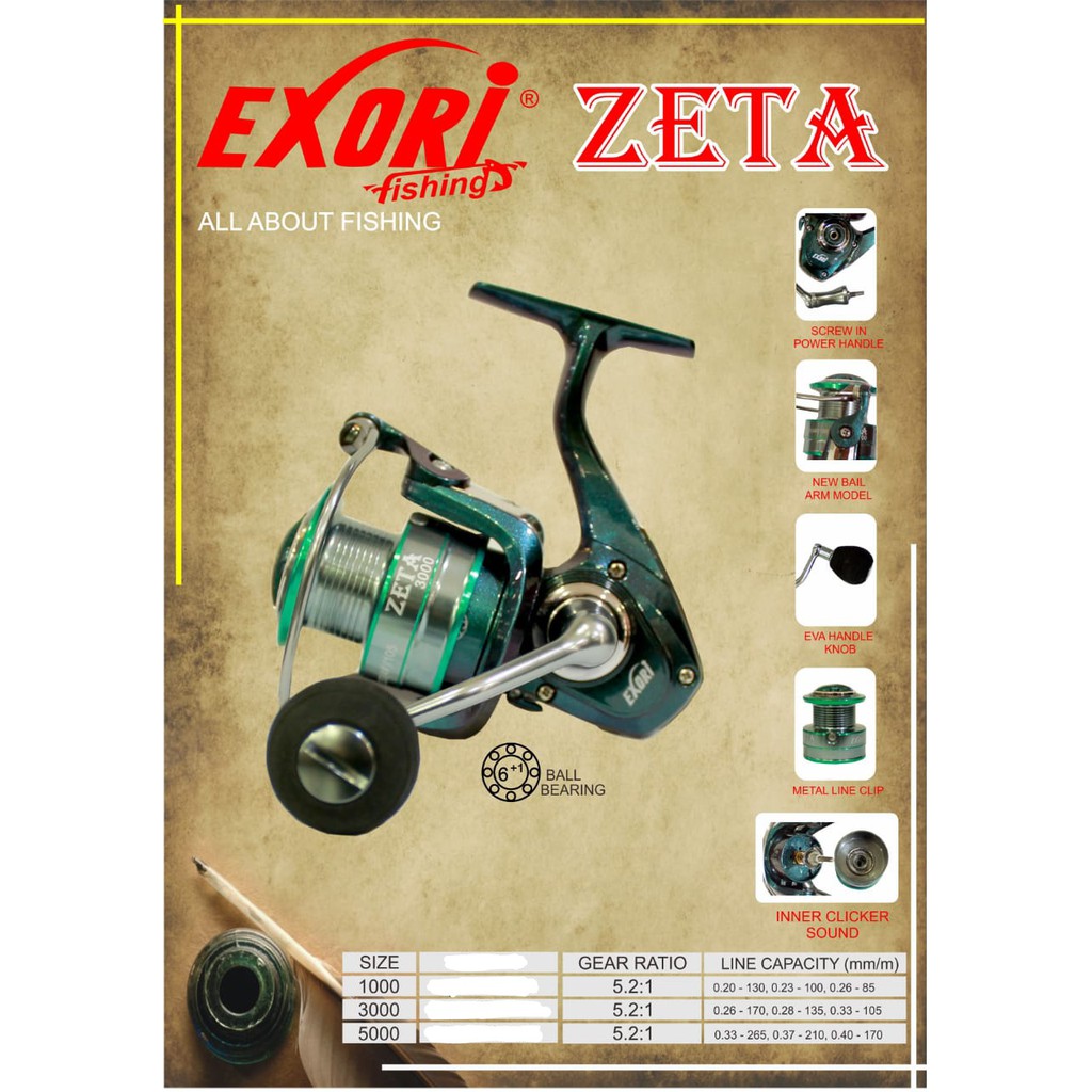 Jual Reel Exori Zeta 1000 / 3000 / 5000 (6+1BB) | Shopee Indonesia