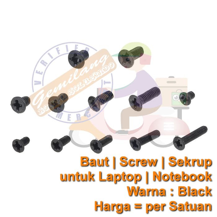 Jual 5PCS Baut Screw Sekrup Skrup Laptop Notebook Black Hitam ECERAN ...