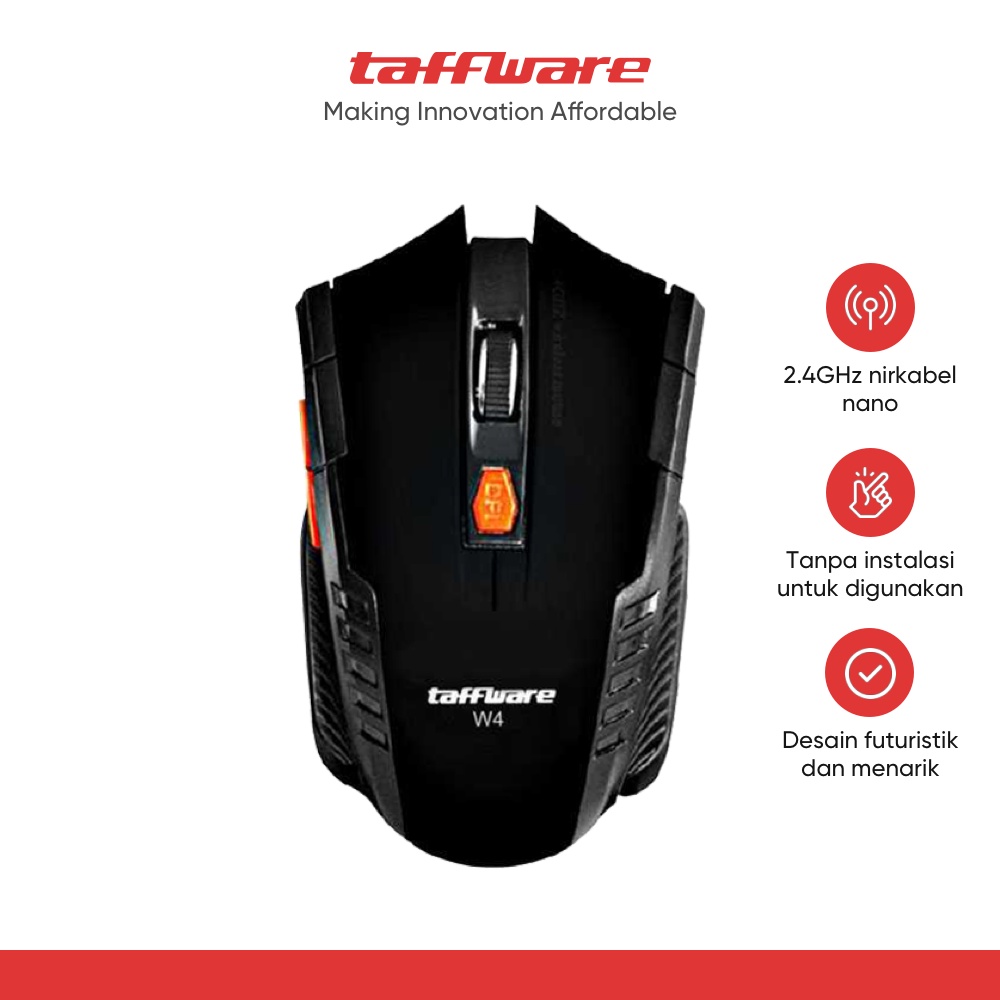 Jual Taffware Mouse Gaming Wireless Optical 2.4GHz Ergonomic 1600DPI ...