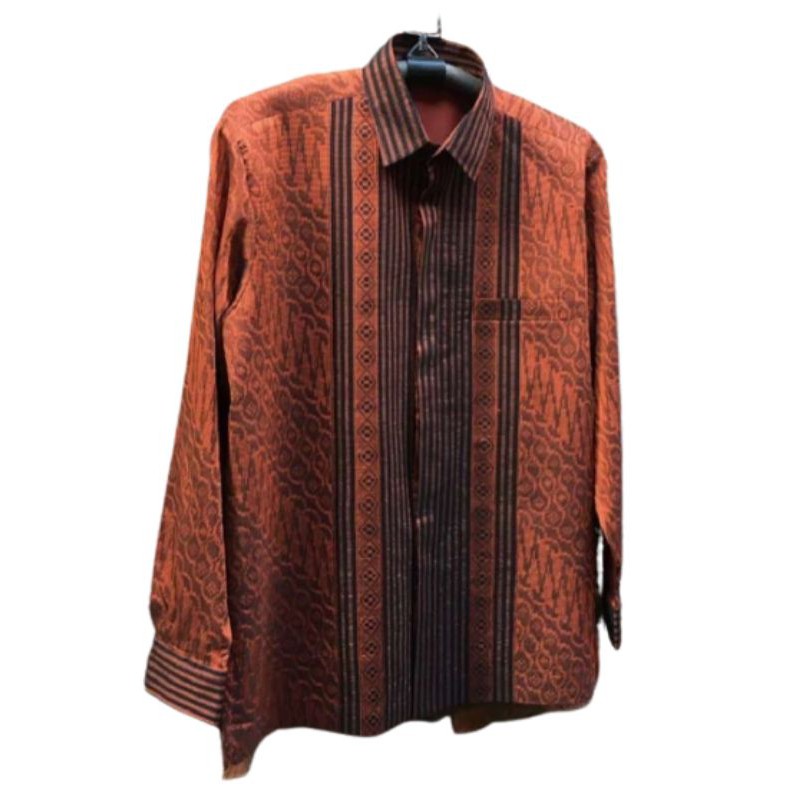 Jual Kemeja Songket Oren tua | Kemeja Songket Pria Baron oren | Kemeja ...