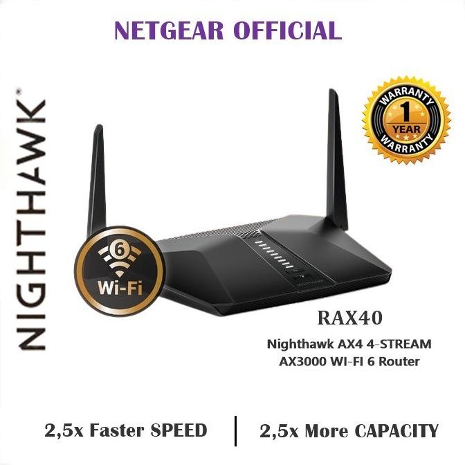 Jual NETGEAR Nighthawk AX4 4-Stream AX3000 WiFi 6 Router RAX40 | Shopee Indonesia