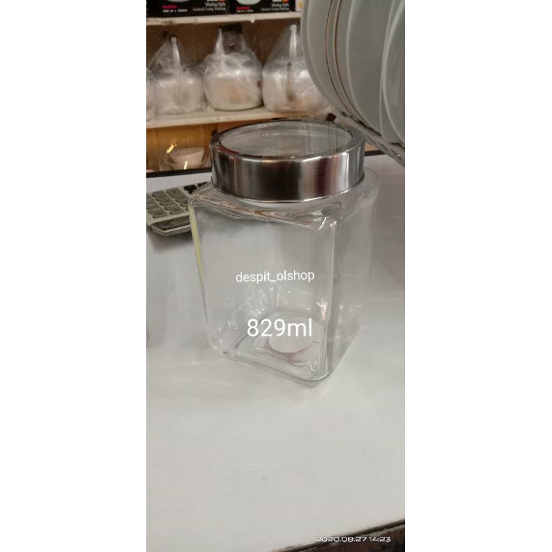 Jual Jar Kotak 829ml dan 562ml /toples kotak kaca/ toples kaca kotak ...