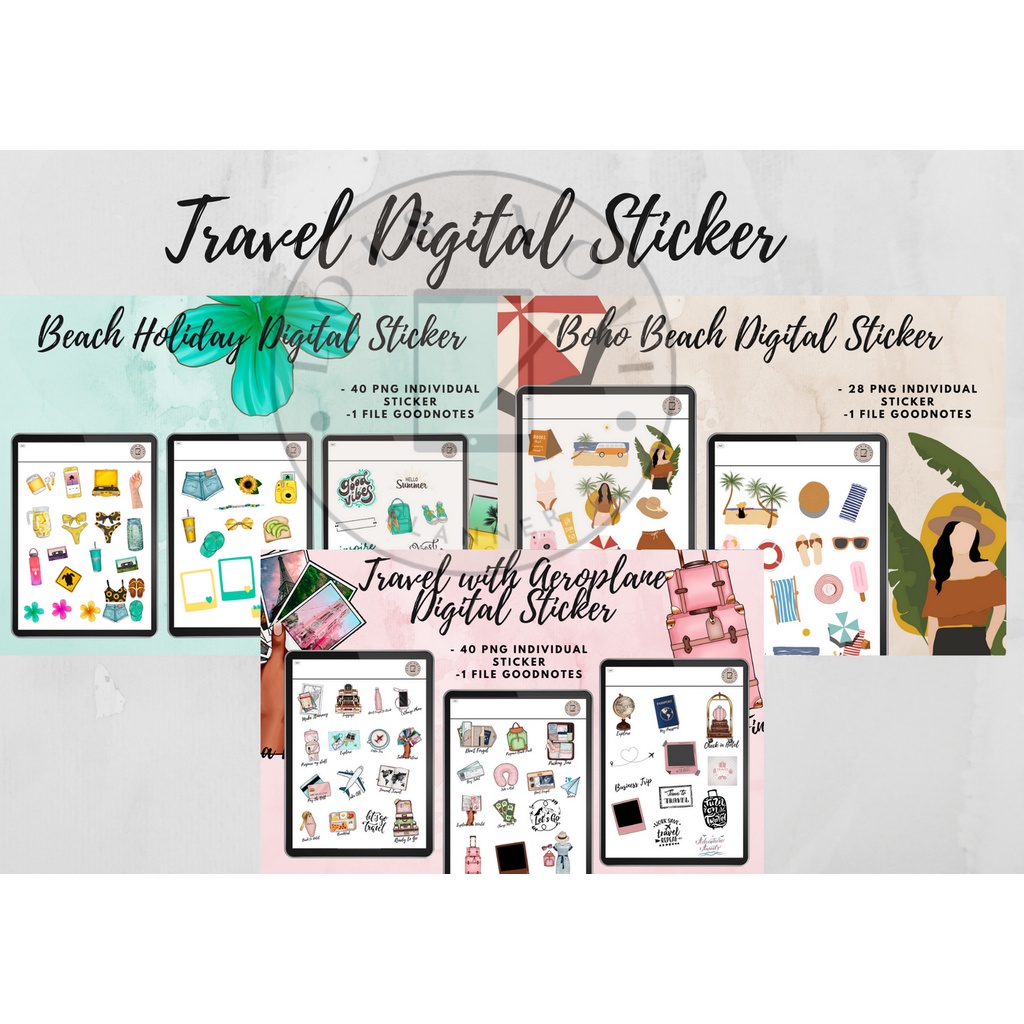 Jual Travel Digital Sticker, Sticker untuk digital planner, Digital ...