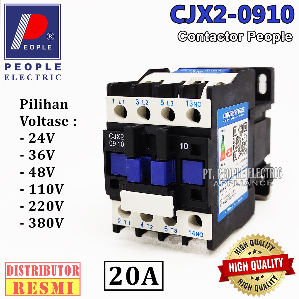 Jual CONTACTOR KONTAKTOR CJX2-0910-NO PEOPLE AC 24V 36V 48V 110V 220V ...