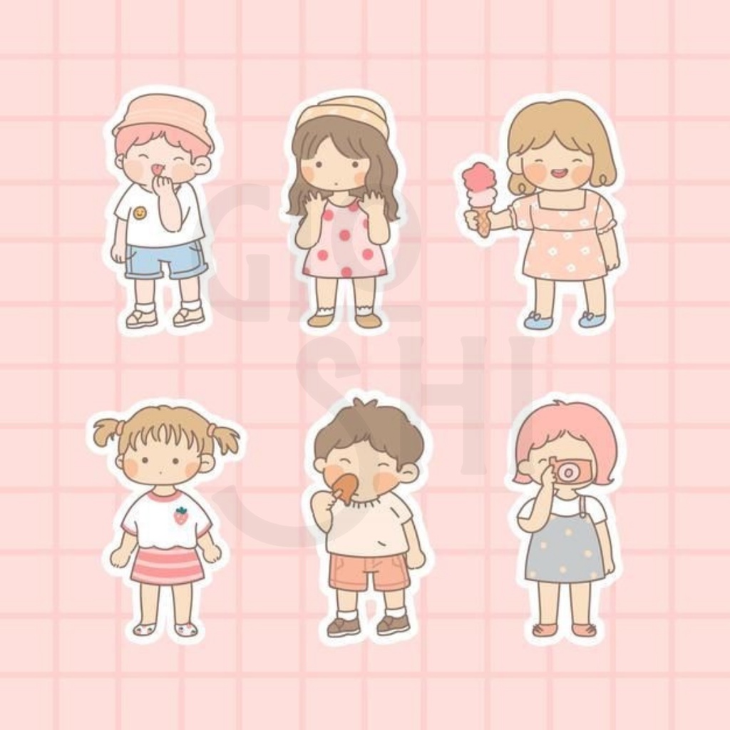 Jual stiker aesthetic Korean Chibi by Gioshi.Store | Shopee Indonesia