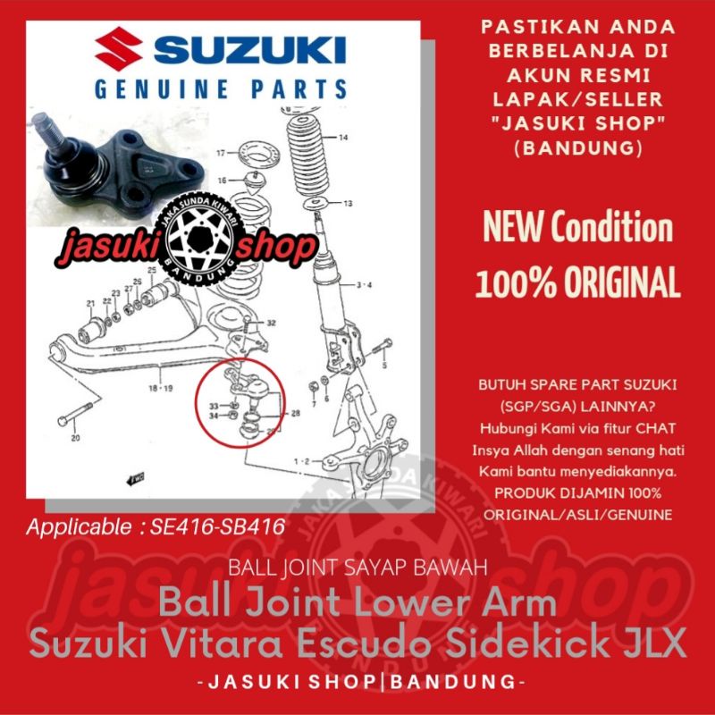Jual Ball Joint Baljoin Lower Arm Sayap Bawah Suzuki Vitara Escudo ...