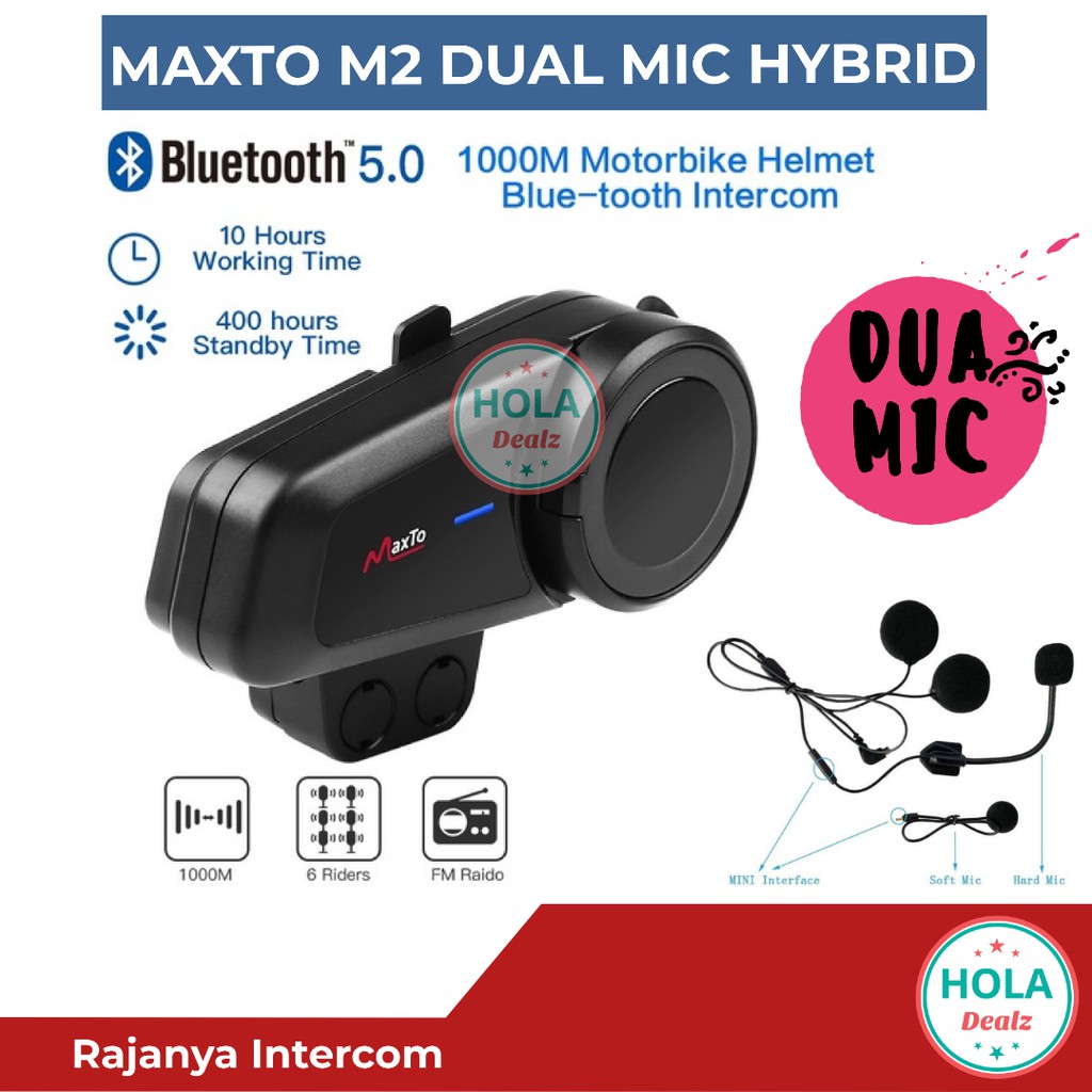 Jual MAXTO M2 DUAL MIC HYBRID INTERCOM BLUETOOTH HELM INTERCOM 6 RIDER ...