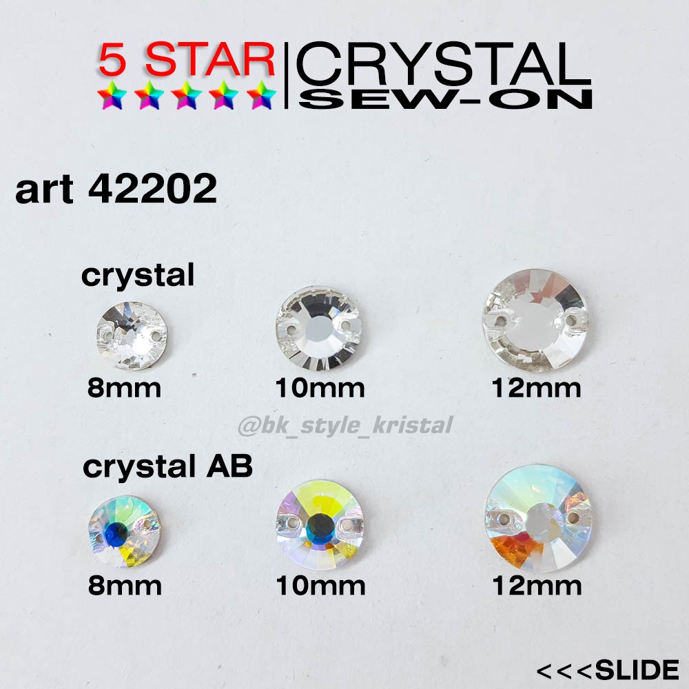 Jual 5 STAR CRYSTAL SEW-ON art 42202 (bentuk bulat muka datar) - per ...