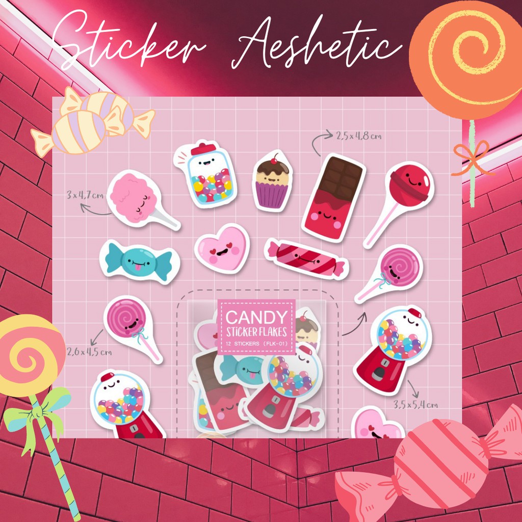 Jual Stiker Aesthetic Tumblr A6 Edisi CANDY/Permen Sticker Permen gift ...