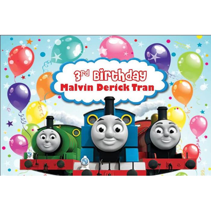 Jual banner ultah thomas / backdrop ultah thomas / spanduk ultah thomas ...