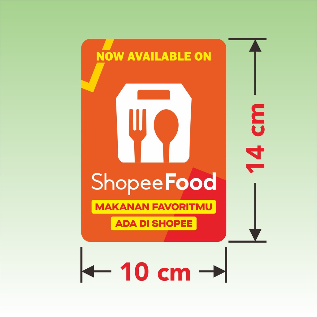 Jual Sticker Shopee Food stiker ShopeeFood Vinyl Tahan Air 10 x 14 cm ...