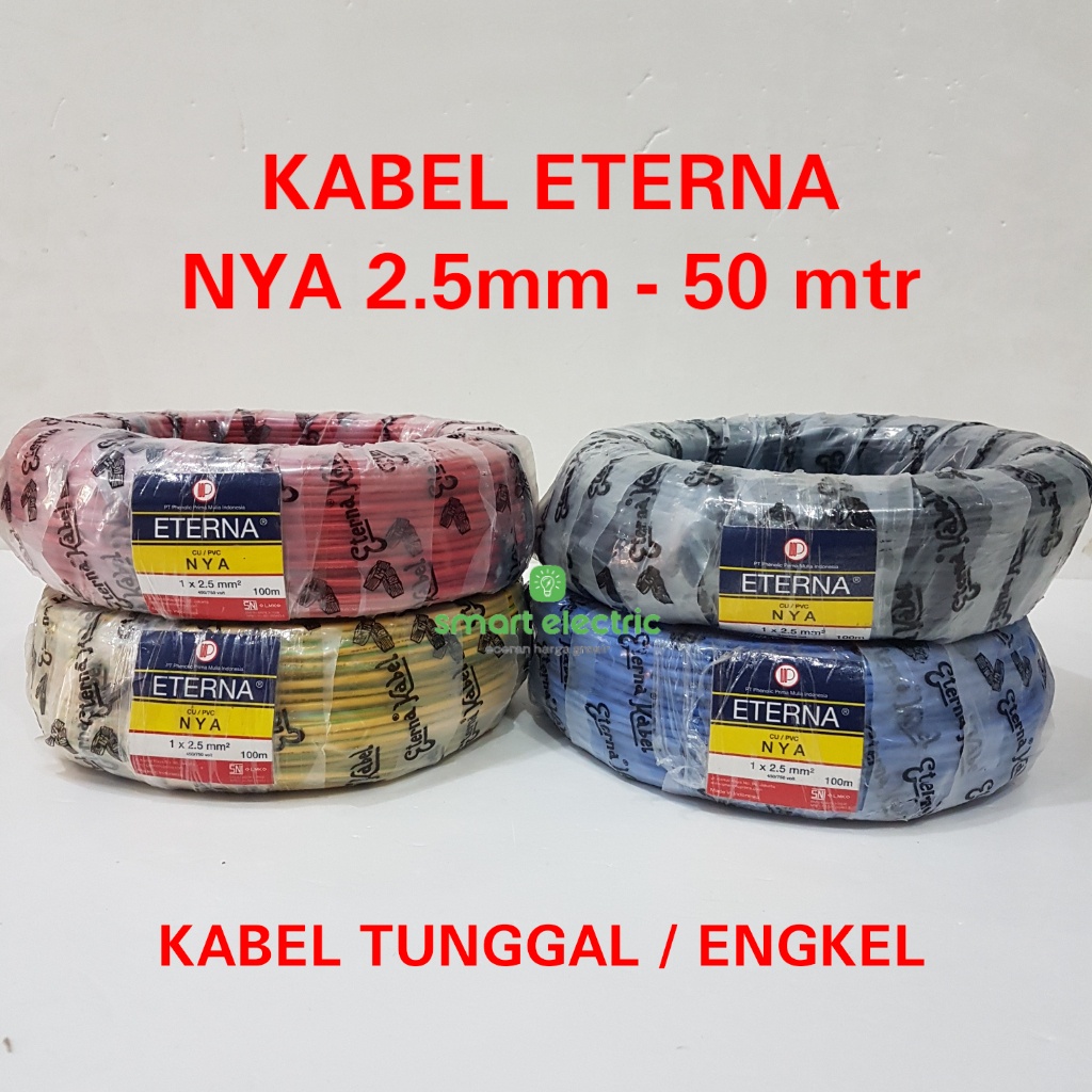 Jual Kabel Listrik Tunggal Eterna NYA 2.5 mm 50 Mtr Engkel SNI LMK ...