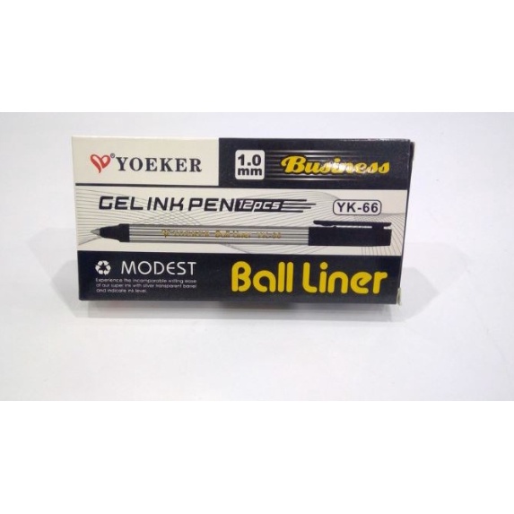 Jual Pen Gel / Pulpen Yoeker Balliner 1.0 mm Hitam (12 pcs) Balpoin ...